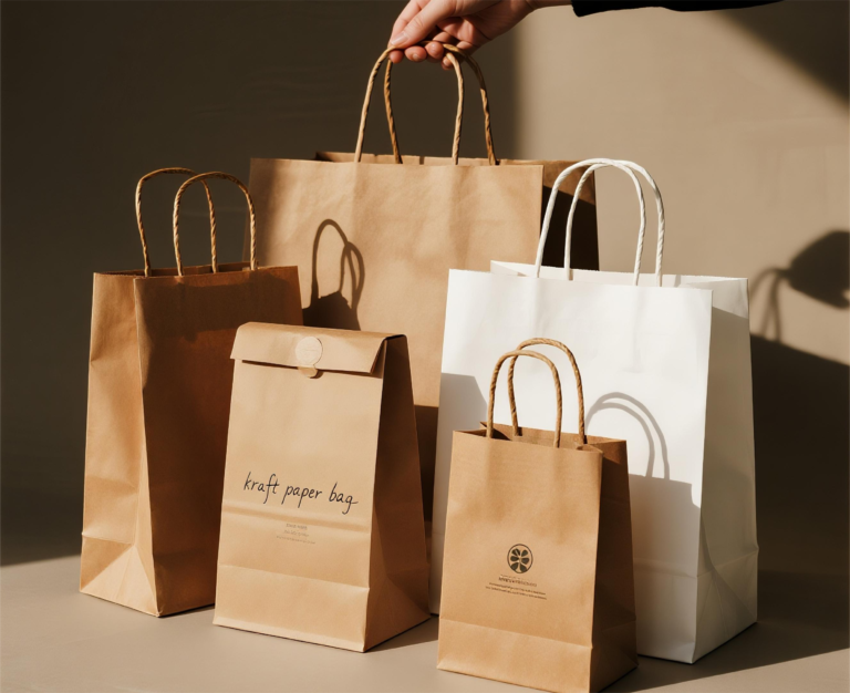 flat-lay-kraft-paper-bags-various-sizes-handles-custom-print - Custom ...