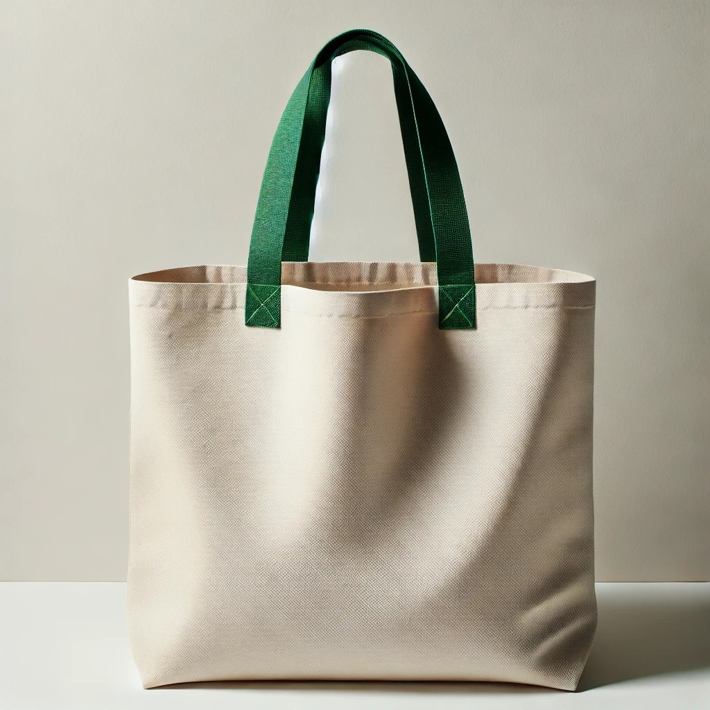 DALL·E 2025-02-14 10.38.22 - A plain eco-friendly canvas tote bag with ...